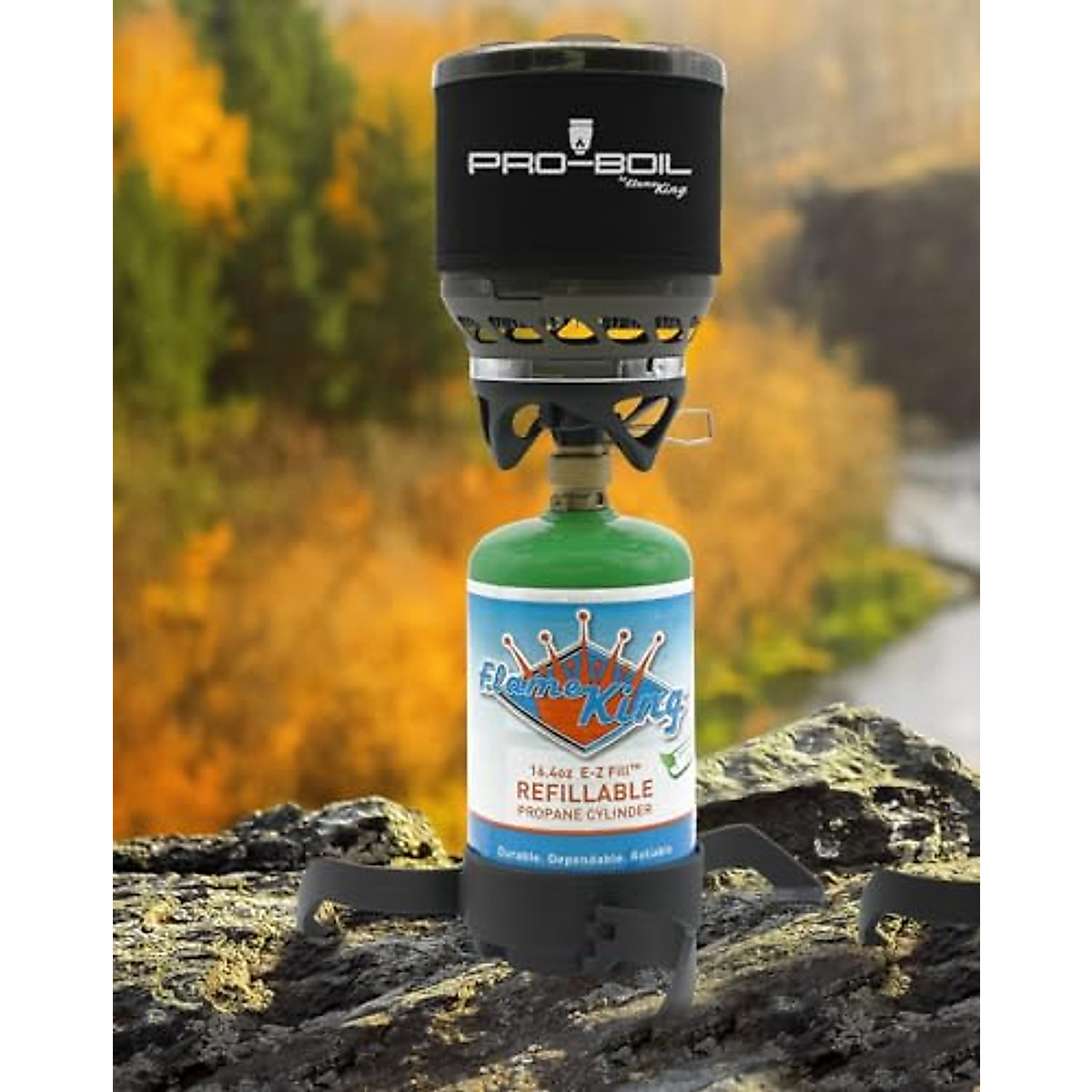 Flame King Refillable 1LB Empty Propane Cylinder Tank - Reusable - Safe and Legal Refill Option - DOT Compliant - 16.4 oz, Green