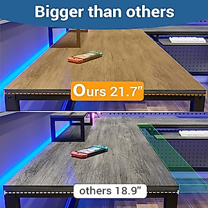 SEDETA 69" L Shaped Desk with Drawers, Convertible Corner Desk to Long Office Desk, Computer Desk with File Drawers for Home Office, Gaming Desk with LED Lights, Grey