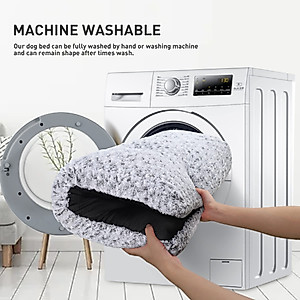 KSIIA Washable Dog Bed Deluxe Plush Dog Crate Beds Comfy Kennel Pad Anti-Slip Pet Sleeping Mat for Large, Jumbo, Medium, Small Dogs Breeds, 17" x 12", Gray