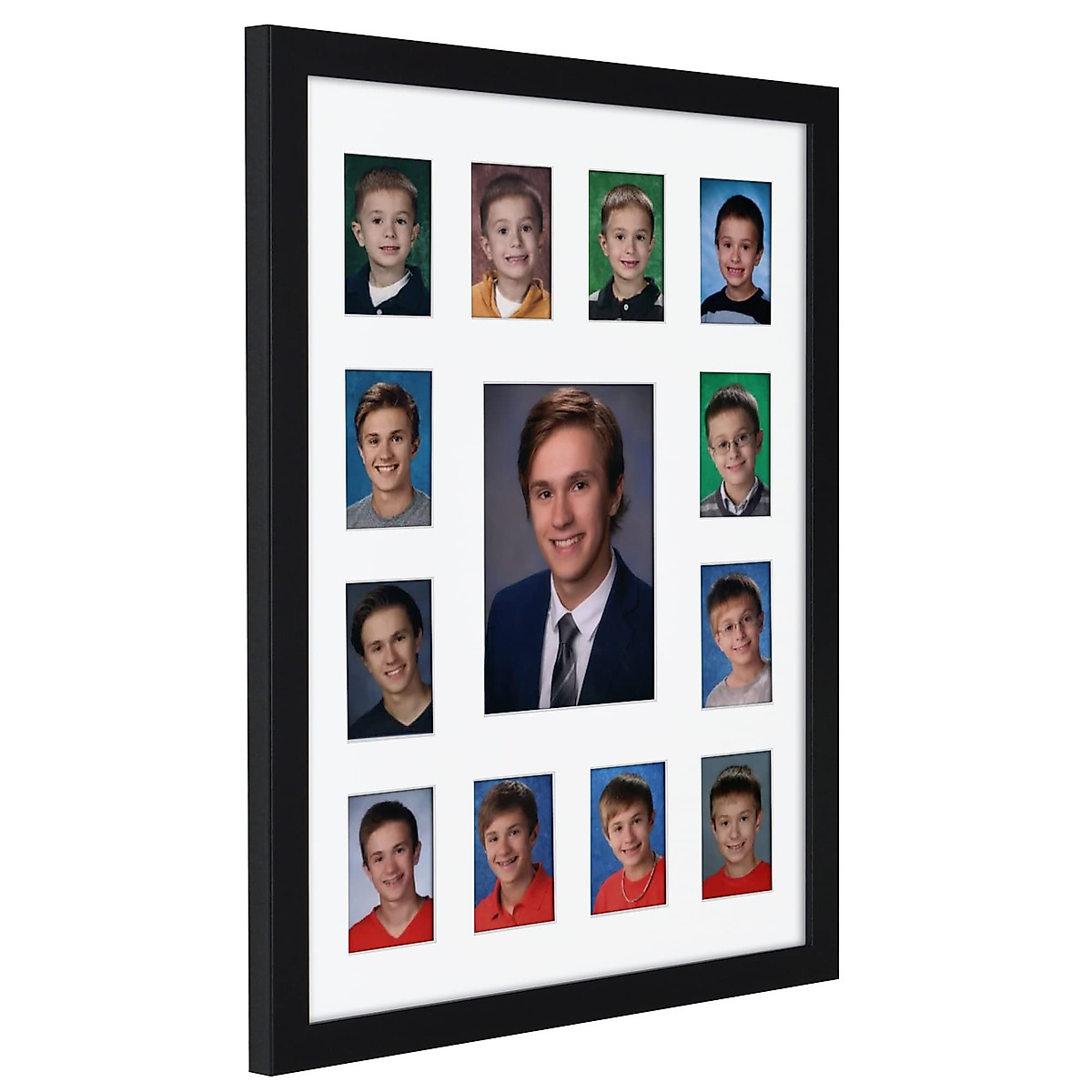 Americanflat 13.5x18 School Picture Frame Pre-K to 12 - Fits Twelve 2.5x3.5 Photos and One 5x7 Picture or Use as One 13.5x18 Frame - Signature Collection - K-12 Picture Frame for Wall Display - Black