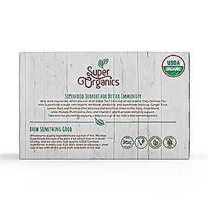 Super Organics Daily Defense Tea (Organic) with Superfoods and Probiotics (Keurig K-Cup Compatible) 10ct Single Serve Cups