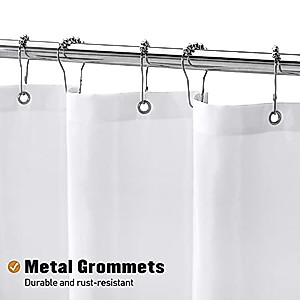 MitoVilla 2 Pack White Fabric Shower Curtain Liner - 72" W x 72" H, Simple Shower Curtain or Liner for Modern Neutral Hotel Bathroom Decor, Waterproof Cloth & Hotel Quality, 24 Plastic Hooks