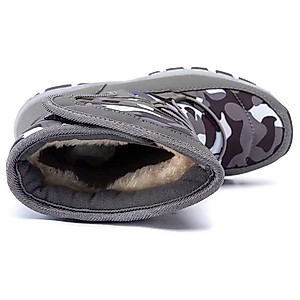 Boys Girls Snow Boots Outdoor Waterproof Winter Kids Shoes Big Kid 6.5, Grey