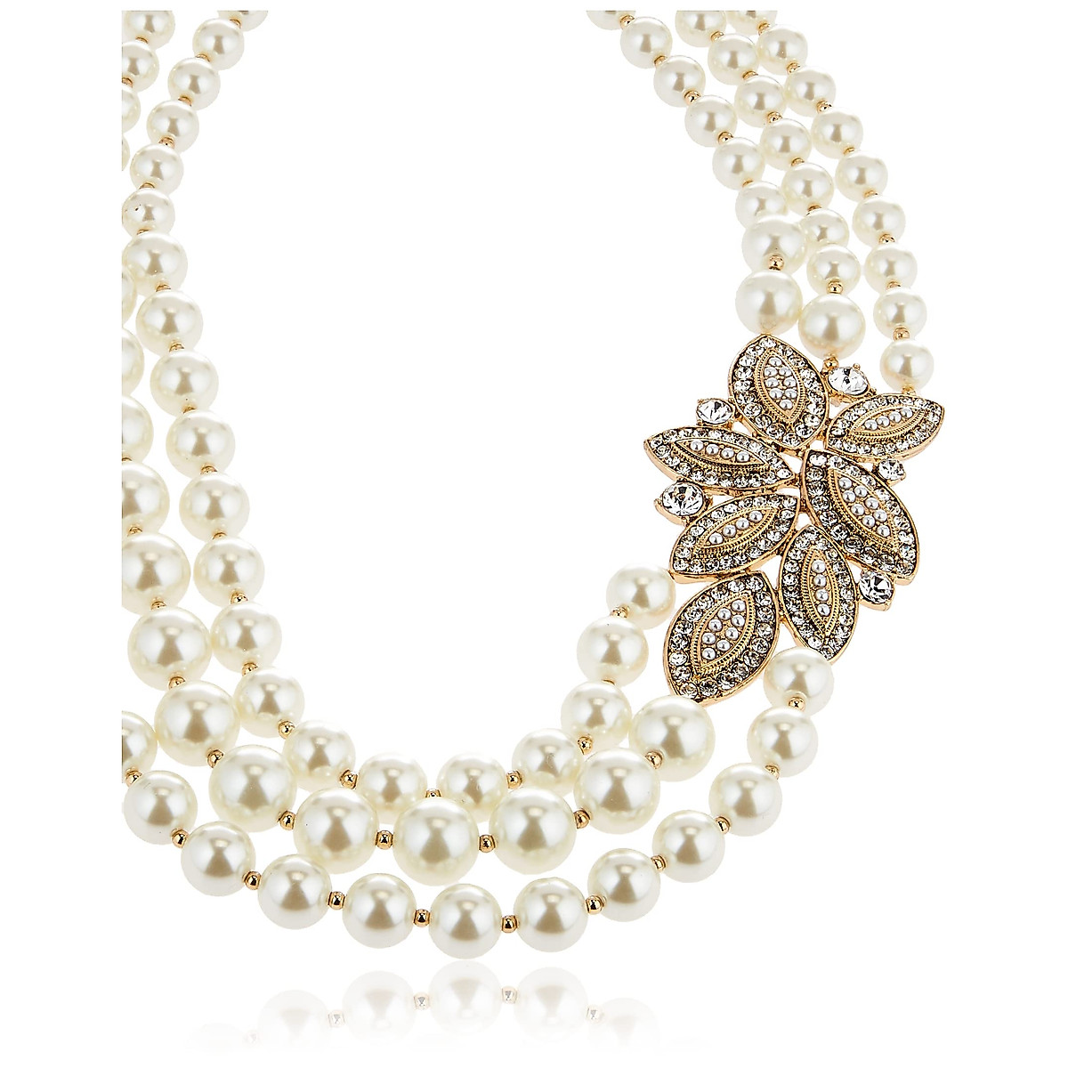 Anne Klein Women's Gold-Tone Blanc Pearl Torsade Strand Necklace, Gold/White, 0