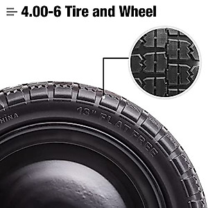 HIKYROKY 4.00-6 Flat Free Solid Polyurethane Tire and Wheel 1 Pc, 13 Inch PU Airless Tires Replacement with 5/8" Ball Bearings, Easy Fit for Lawn Garden Carts, Hand Trucks, Generators More, 1 Pack