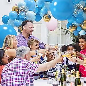 AMOR PRESENT 110PCS Light Blue Balloons, 12 Inch Party Latex Balloons with Ribbon Helium Balloons for Birthday Baby Shower Graduation Wedding Party Decorations