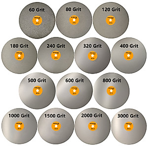 GYTYCATAH Diamond Flat Lap Disc, 8" x 1/2" Arbor 120 Grit, Diamond Coated Flat Lap Wheel for Gemstone Ceramics Stone Glass, Grinding Sanding Disc Lapping Polishing Disc