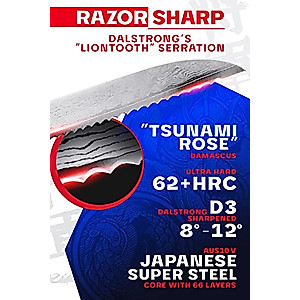 Dalstrong Serrated Offset Bread Knife - 8 inch - Shogun Series - Deli Knife - Damascus - AUS-10V Japanese Super Steel - Bread Slicer Cutter - Slicing Knife - Vacuum Treated - G10 Handle - Sheath