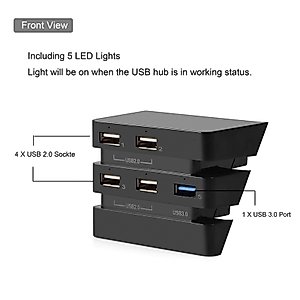 Santing ABS USB Hub, Professional Multi-Port USB Hub, with LED Indicators for Ps4 Pro Console Easy Installation Ps4 Pro Default