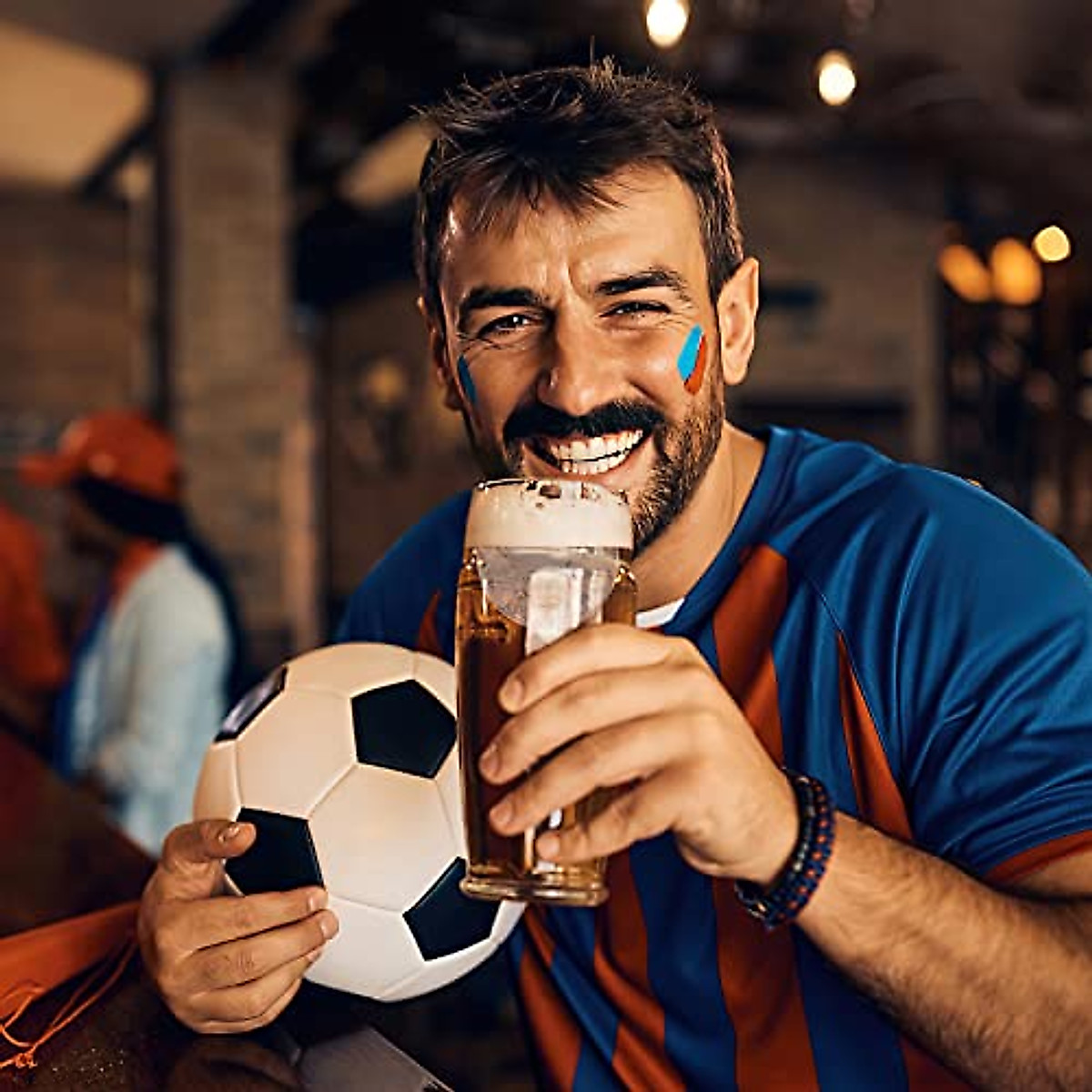 Koilox 3D Soccer Ball Molds Ice Cube Trays Black Silicone,4x Large Ice Ball Maker with Lid Easy Release BPA Free 2.2 Inches Sphere Ice Moulds for Freezer,Whiskey,Cocktail,Juice,Bourbon