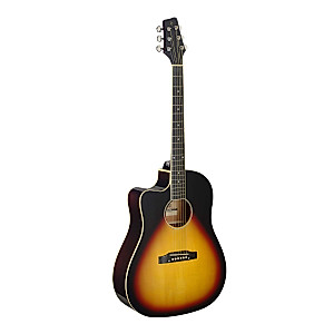 Stagg 6 String Acoustic-Electric Guitar, Left, Sunburst (SA35 DSCE-VS LH)