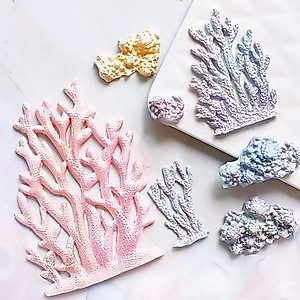 5 PCS Marine Theme Fondant Silicone Mold Seaweed Coral shell crab Shape DIY Handmade Baking Tools, For Theme Cake Cookie Chocolate Candy Decoration Fondant Polymer Clay