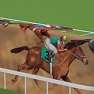 Beistle Horse Racing Tablecover, 54 by 108-Inch, Multicolor