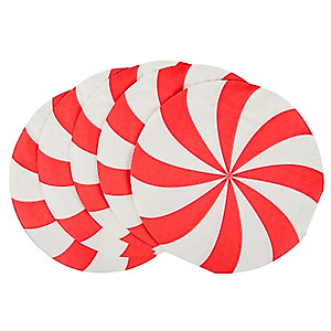 100Pcs Christmas Paper Napkins Peppermint Candy Disposable Napkins Round Lollipop Xmas Candy Party Tableware Decor Red White Cocktail Napkins for Winter Holiday Dinner Party Supplies