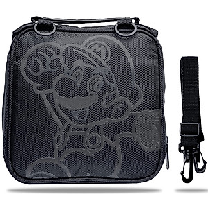 Nintendo Super Mario 3DS Carrying Case Compatible With Nintendo Switch, 2DS, 3DS, 3DS XL, DS, DS XL, DS Light Handle & Shoulder Strap Traveling Carry Case With Hard Zipper Black Officially licensed