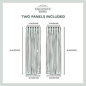 Exclusive Home Loha Light Filtering Pinch Pleat Curtain Panel Pair, 84" Length, Winter White