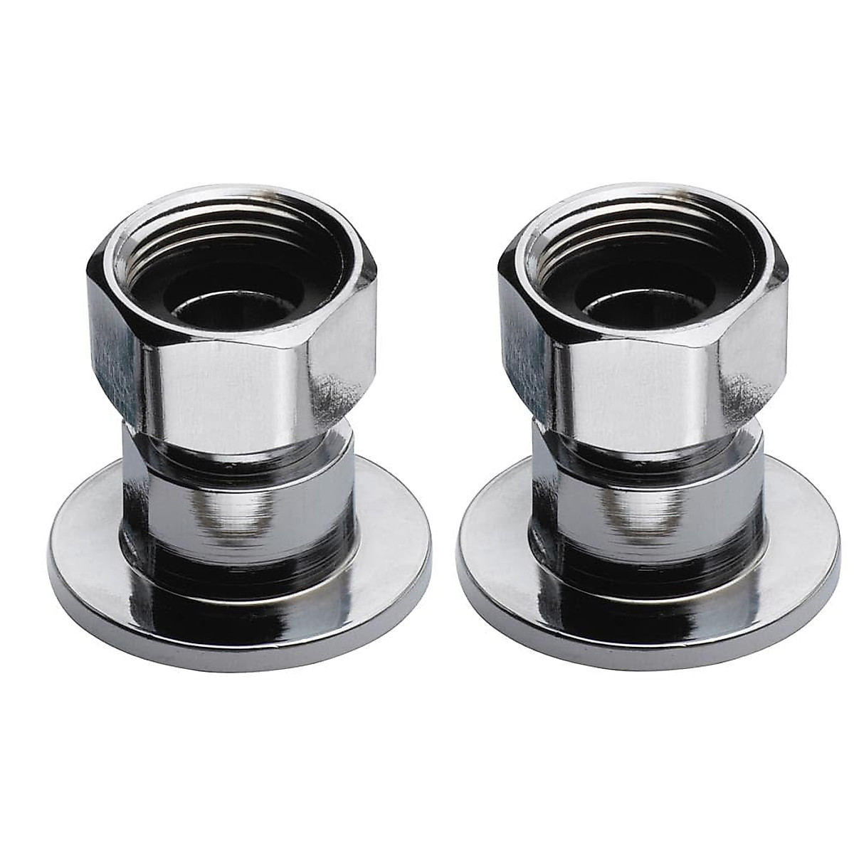 Krowne 21-400L 2 Pcs Heavy Duty Low Lead Coupling Flanges Accessory Kit | Compatible with Krowne 12-8 8" Center Wall-Mounted Faucet for Commercial Kitchen | 1/2" NPT Inlet | Metallic Finish, NSF