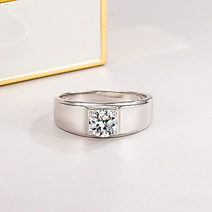 Dankadi Noble Men & Women Solid 925 Sterling Silver Ring Glittering 5A Cubic Zircon Inlaid Wedding Ring - index finger or Ring Finger Sizes 7-13# Fashion Jewelry Gift Party Accessories (13)