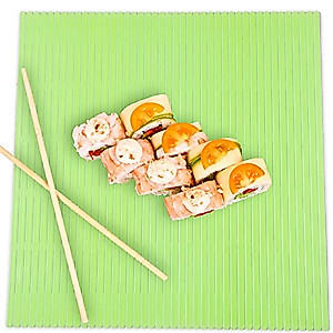 3 Pieces Kitchen Sushi Rolling Mat Non Stick Sushi Making Kit Japanese Plastic Sushi Rolling Maker Homemade for Home Kitchen DIY Sushi Plate Mat (Green)