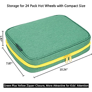 KISLANE 24 Toy Cars Storage for Toy Cars, Storage Case Compatible with 24 Toy Cars, Matchbox Cars, Mini Toys, Toy Cars Storage for Kids, Bag Only (Green)