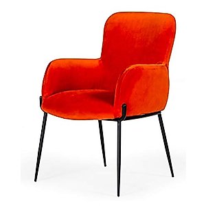 HAINEW Dining Chair Accent Chair, Modrest Frisco Mid-Century Orange Velvet Dining Chair, Modern Creative Chair for Home and Outside, W22 xD25.8 xH31.7, Orange
