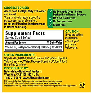 Extra Strength Vitamin B12 3000 mcg Softgels, 60 Count