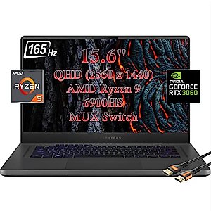 ASUS - ROG Zephyrus 15.6" WQHD 165Hz Gaming Laptop-AMD Ryzen 9 6900HS- NVIDIA GeForce RTX 3060-DDR5 Memory, PCIe SSD – with HDMI Cable (40GB RAM | 2TB PCIe SSD)