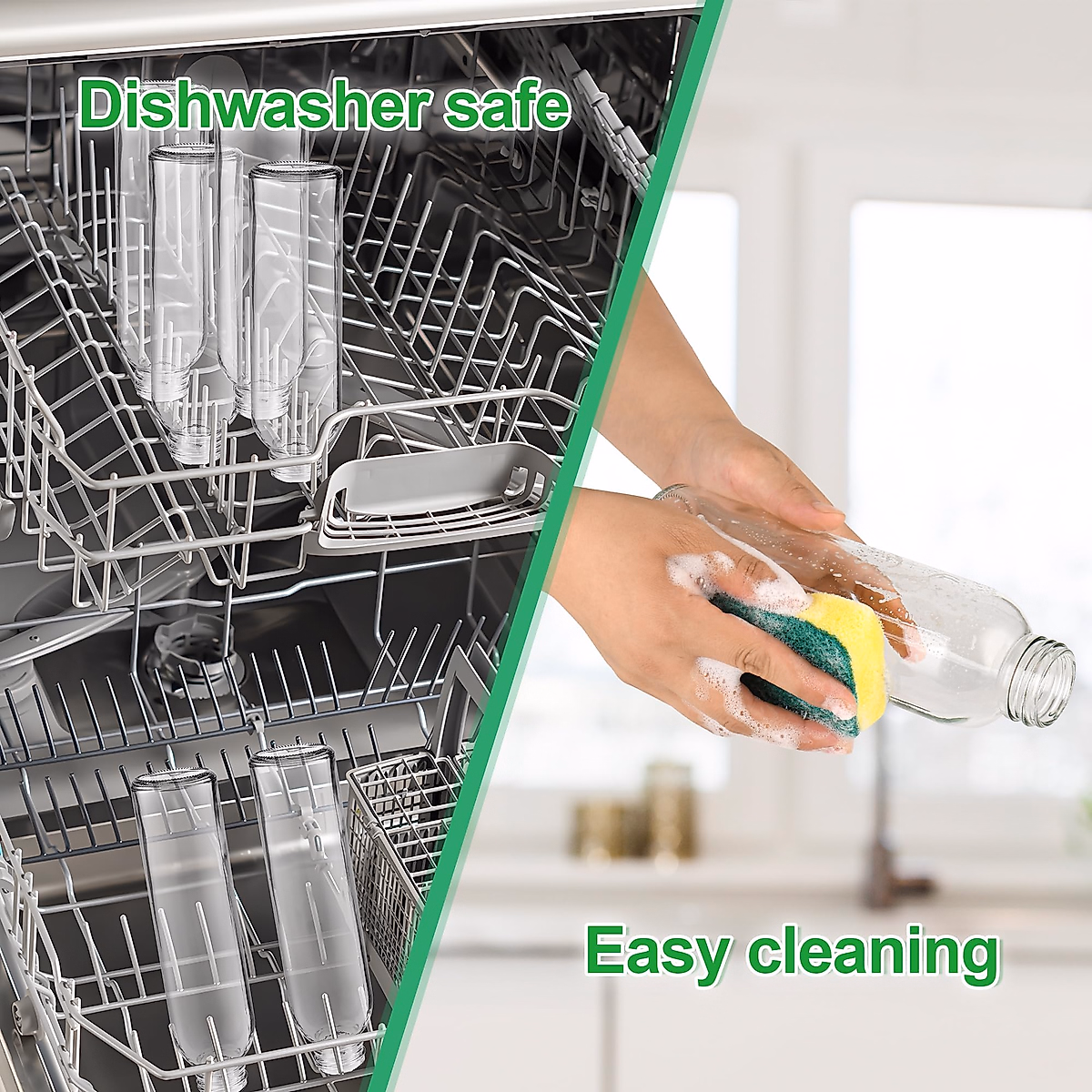 Generic 6 Pack Glass Juice Bottles, 18 oz Clear Glass Bottles with Caps, BPA Free & Eco-Friendly Reusable Refillable Bottles for Juicing,Stainless Steel Lid,Leak-Proof, transparent