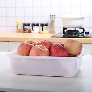 YuanKanJu 4-Pack Plastic Commercial Bus Tubs Box/Tote Box, White 8 Liter Plastic Storage Bin with Handles Wash Basin Tub/Dish (8.5 QT)