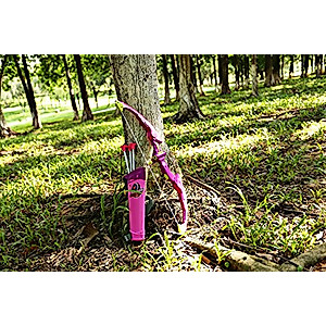 SainSmart Jr. Kids Bow & Arrow Toy, Princess Basic Archery Set Outdoor Hunting Game with 3 Suction Cup Arrows, Target & Quiver, Pink,includes 1 x luminous bow