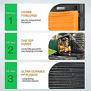 VIVOSUN Compost Bin 80Gallon (300L), Outdoor Composter W/Large Capacity & Easy Assembling, Compost Barrel for Fast Creation of Fertile Soil