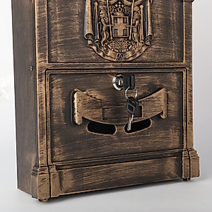 mopam Wall Mount Locking Mailbox Vintage Lockable Metal Mailboxes Large Capacity Postbox Security Mail Letter Post Box Outdoor Mail Box