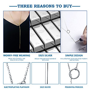 JewNelwyn 925 Sterling Silver Long Lariat Necklace, Open Circle Vertical Bar Necklace 30" Looped Y Necklace for Women and Girls