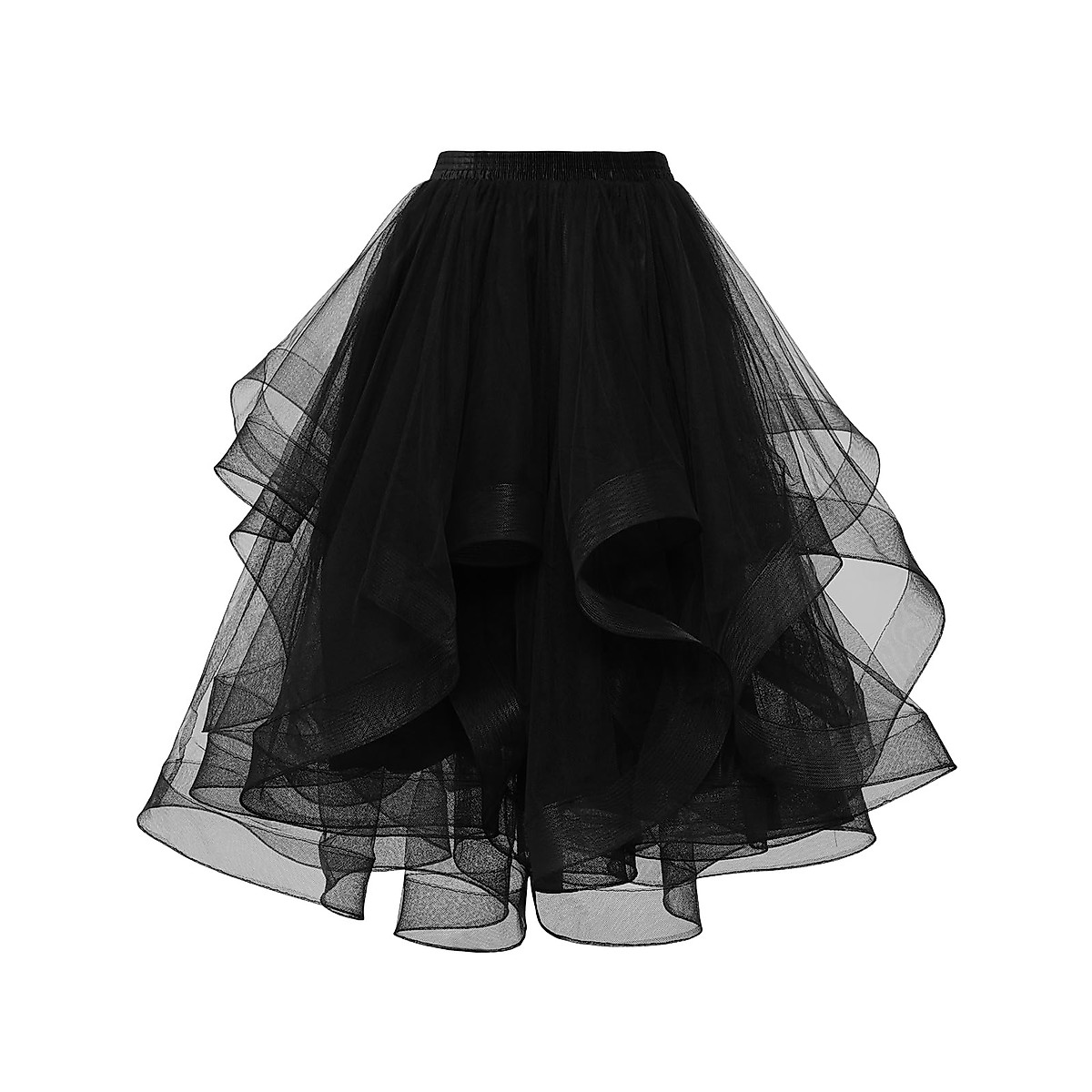 DRESSTELLS Black Tulle Skirts for Women, A Line Elastic Waist Tiered Layered Puffy Midi Tutu Skirt, Long Fluffy Party Skirt 2025 Black M