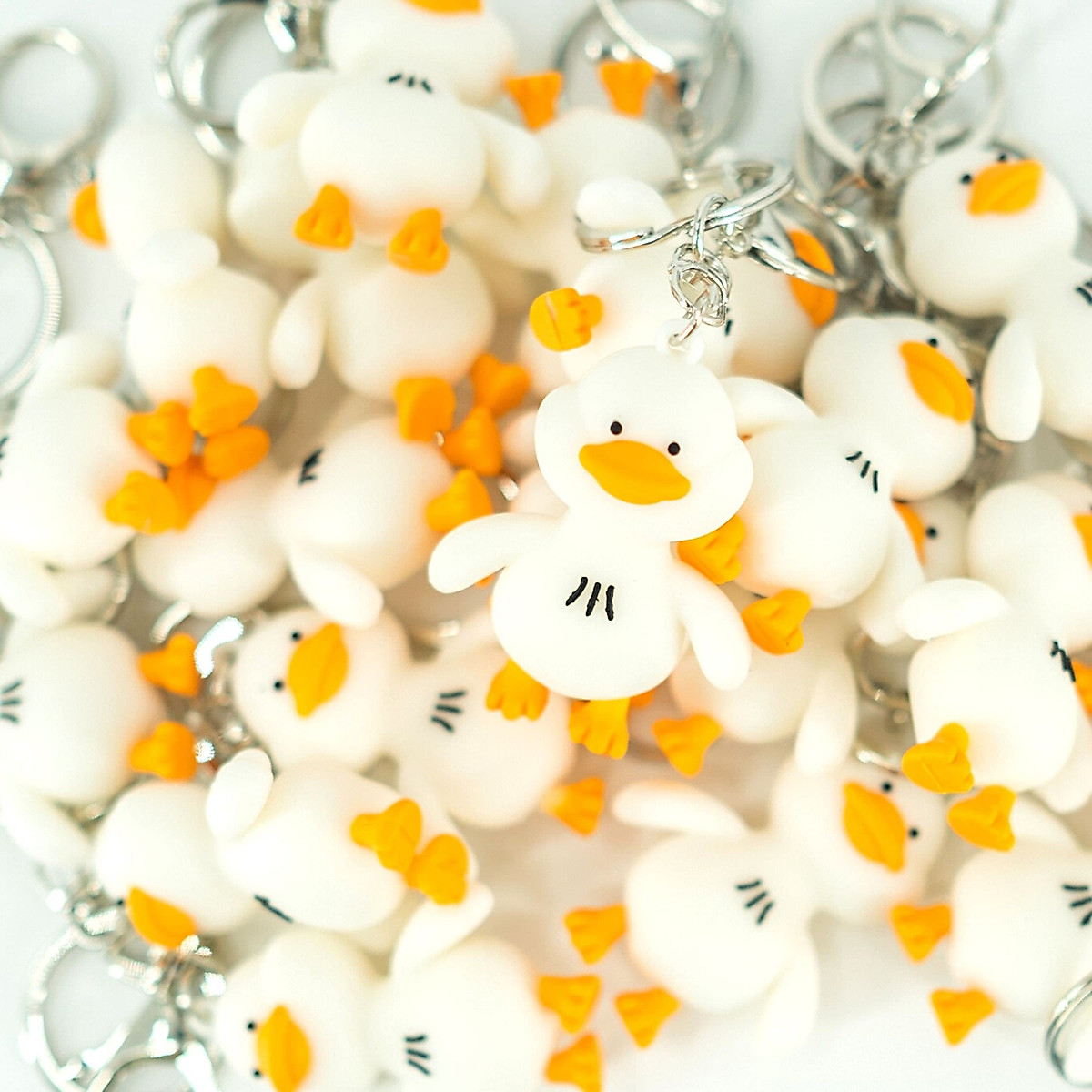 Crafters Cup Duck Duck Keychains | Bulk 10 Pack | Yellow Rubber Duck | Attach To Duck Duck Tag | You've Been Ducked White Duck Keychain