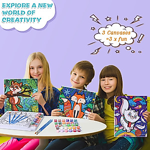 Wings Giant Paint by Numbers Framed, 3 Pack Painting Kit for Kids DIY Printed Canvas, Paint by Numbers for Kids Ages 8-12 9-12 4-8, Christmas Gift for Kids, Art Supplies & Arts and Crafts for Kids