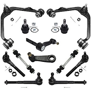 Detroit Axle - 12pc Front End Suspension Kit for 2WD Ford Expedition F-150 F-250 Navigator 2 Upper Control Arms 2 Lower Ball Joints 2 Sway Bars 4 Tie Rods Outer & Inner 2 Pitman Idler Arms Replacement