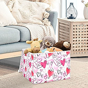 xigua Valentine's Day Storage Bins with Lids and Carrying Handle,Foldable Storage Boxes Organizer Containers Baskets Cube with Cover for Home Bedroom Closet Office Nursery