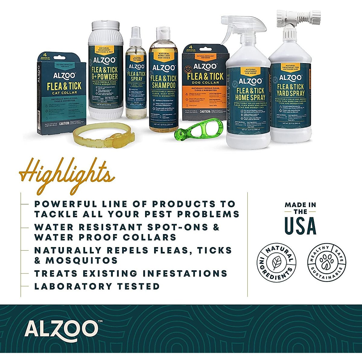 ALZOO Flea and Tick Repellent Spray for Dogs, Effectively Repels Fleas, Ticks & Mosquitos, 100% Plant-Based Active Ingredients, Sulfate-Free, 8 Fl. Oz.