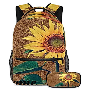 VBFOFBV Laptop Backpack, Elegant Travelling Backpack Casual Daypacks Shoulder Bag for Men Women, Sunflower Retro Brown