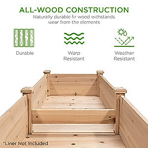 Best Choice Products 72x23x30in Raised Garden Bed, Elevated Wood Planter Box Stand for Backyard, Patio, Balcony w/Divider Panel, 6 Legs, 300lb Capacity - Natural