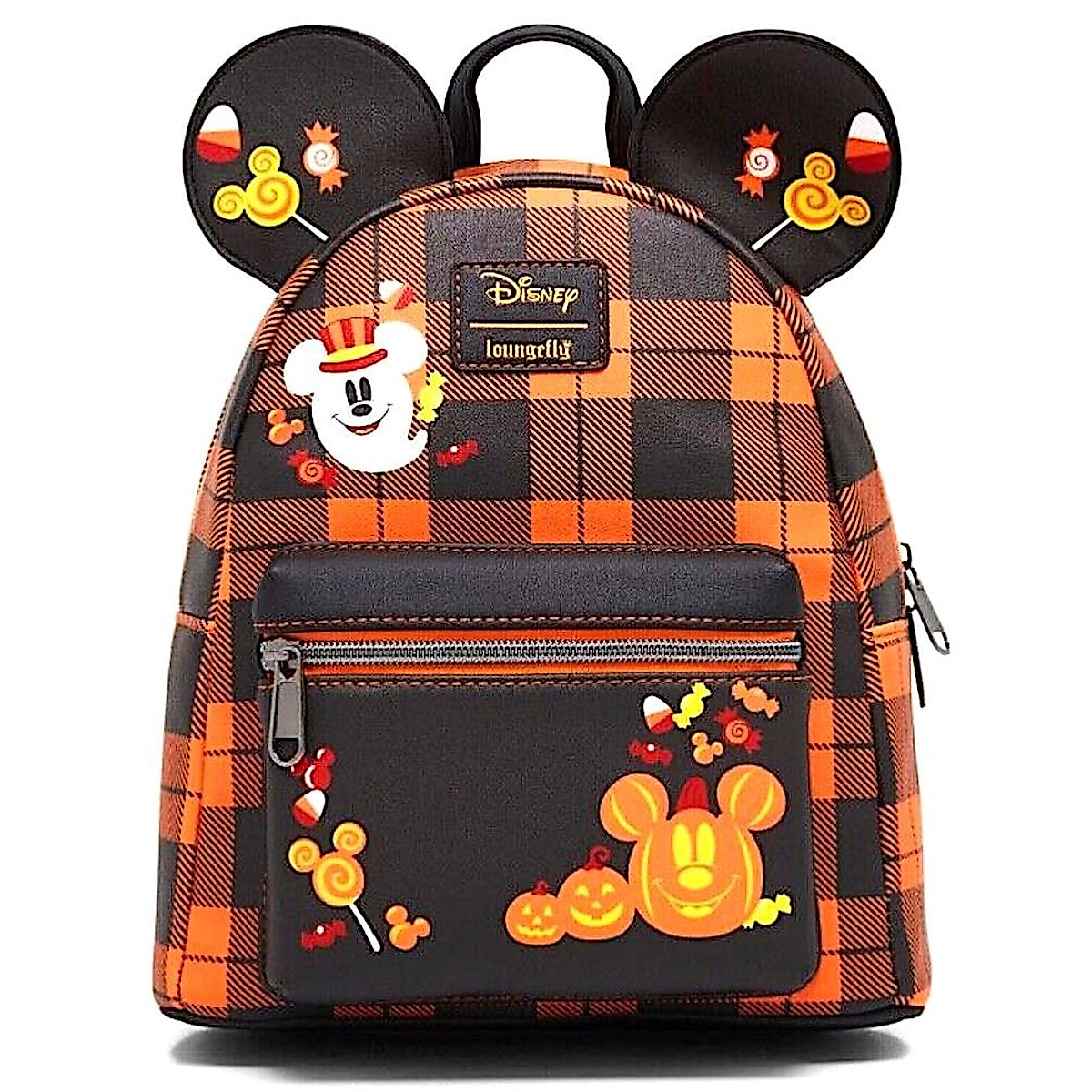Loungefly Disney Halloween Plaid Mickey Mouse Ears Mini Backpack