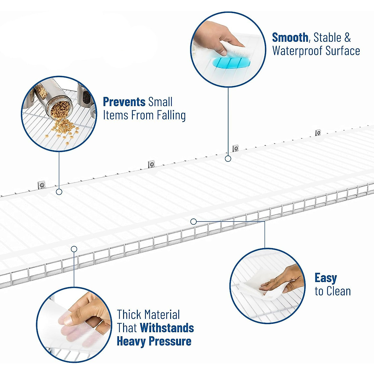 Closet Shelf Liner, Wire Shelf Liners for Closets and Pantry (Set of 4) 12 x 48 inch - Plastic Closet Liners - Made in USA