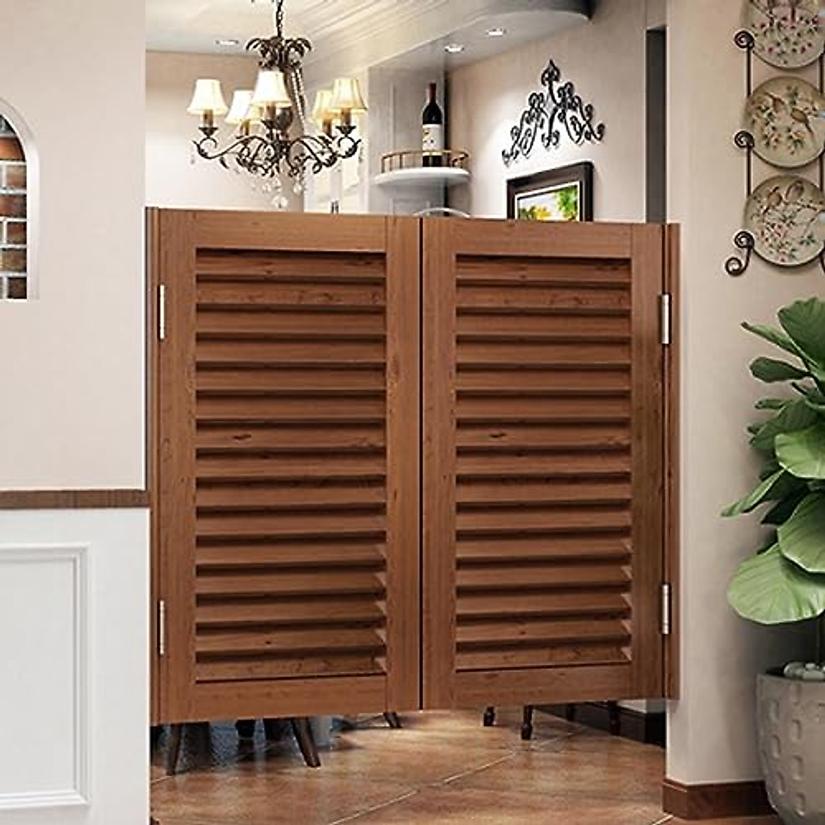 ZSPINJIA 24 28 32 36 40 43 48 52 56 60 Inch Premade Interior Swinging Doors Unpainted, Entry Fence Half Wide Half Waist Doors with Double Action Door Hinges Hardware (Size : W80xH80cm(3 1x31in))