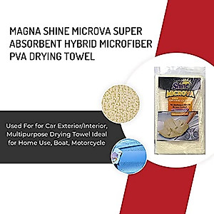 Magna Shine MicroVA Super Absorbent Hybrid Microfiber PVA Drying Towel for Car Exterior/Interior, Multipurpose Drying Towel Ideal for Home Use, Boat, Motorcycle