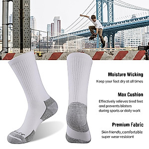 Heatuff Mens Crew Socks Moisture Wicking Max Cushion Athletic Work Socks for men (6 Pairs)