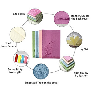 SINOBAND 4 Pieces Journals for Writing, A5 Paperback Colorful Notebooks, PU Leather Soft Cover, Lined Paper, Subject Notebooks for School and Office (Random Color)