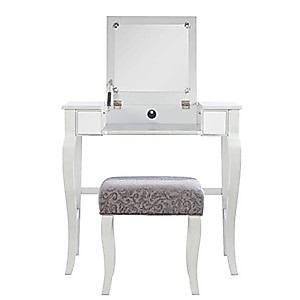Linon Silver Harper Vanity Set, 32" W x 18" D x 46.75" H
