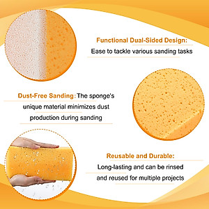 Gisafai 6 Pcs Drywall Sanding Sponge 9 x 4.5 x 3.1 Inch Sanding Blocks Drywall Washable and Reusable Drywall Sponge Sanding Blocks for Smoothing and Finishing Drywall Surfaces Tools