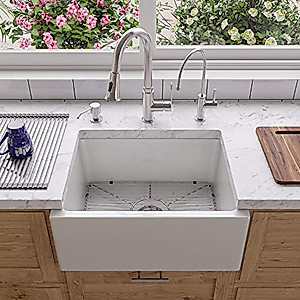 ALFI brand AB2418SB-W Smooth Thick Wall Fireclay Single Bowl Farm Sink, 24", White